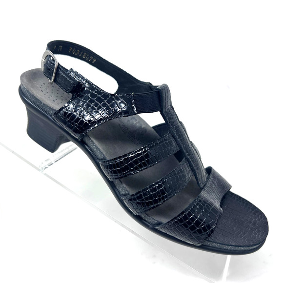 SAS | Shoes | Sas Allegro Sandal Womens 9 M Black Croc Orthotic Strappy ...